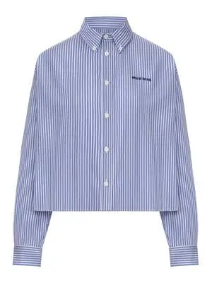 Miu Miu Cropped Striped Cotton Shirt