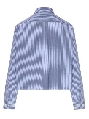Miu Miu Cropped Striped Cotton Shirt - Multicolor