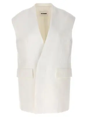 JIL SANDER Oversize Tailored Vest - White