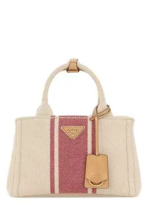 Prada Sand Canvas Small Jardiniã¨re Handbag - Brown