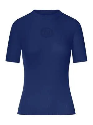 Fendi Cotton Sweater With Front Logo - Blue