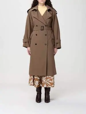 Max Mara Virgin Wool Double Breasted Trench Coat - Brown