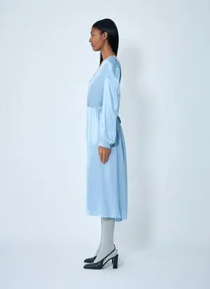 Prada Satin Crepe And Lace Midi Dress