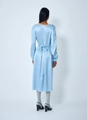 Prada Satin Crepe And Lace Midi Dress