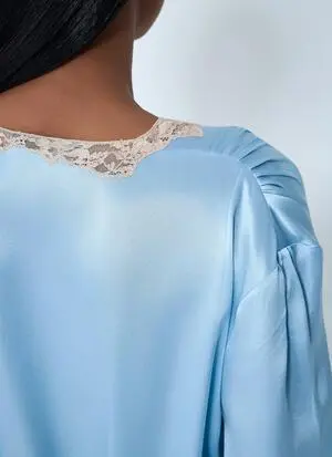 Prada Satin Crepe And Lace Midi Dress