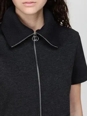 Gucci Cotton Blend Mini Dress With Zip - Gray