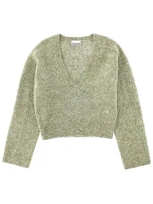GANNI V-neck Sweater - Green