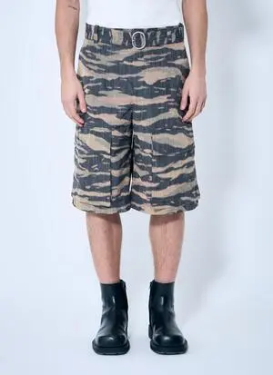 JIL SANDER Belted Camo Shorts - Brown