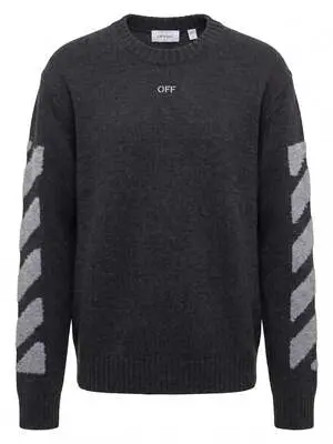 Off-White Diag Fuzzy Crew Neck Sweater - Multicolor