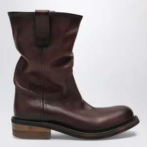 Miu Miu Foule Calfskin Ankle Boots - Brown