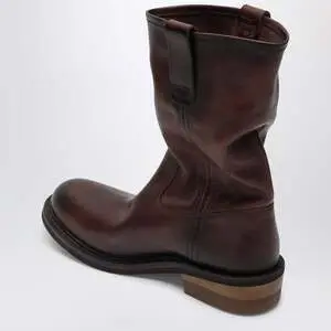 Miu Miu Foule Calfskin Ankle Boots - Brown