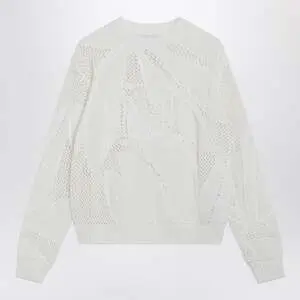 Max Mara Embroidered Cotton Crewneck Sweater - White