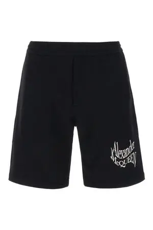 Alexander McQueen Logo Embroidered Cotton Shorts - Multicolor
