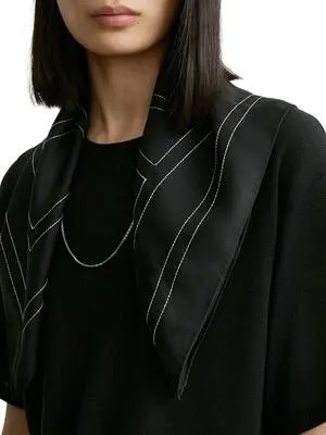 TOTEME Silk Scarf With Monogram Embroidery - Black
