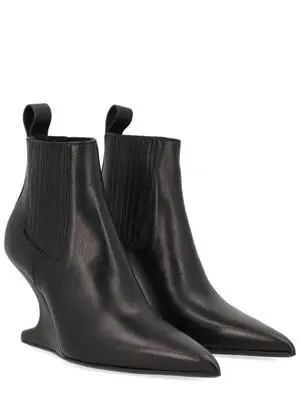 Rick Owens Leather Ankle Boots - Black