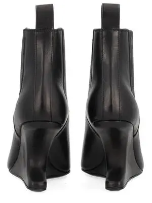 Rick Owens Leather Ankle Boots - Black