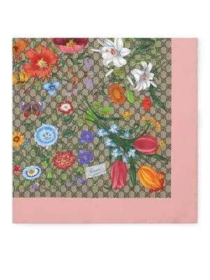 Gucci Silk Twill Scarf With Flora Print