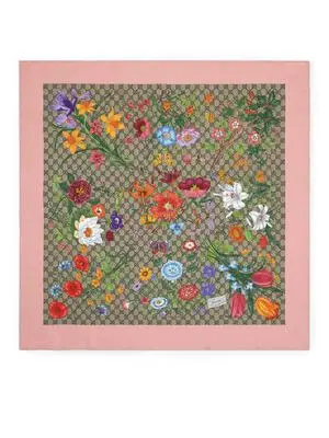 Gucci Silk Twill Scarf With Flora Print - Multicolor