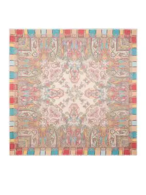Etro Modal Blend Scarf With Paisley Foliage Pattern - Multicolor