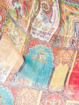 Etro Modal Blend Scarf With Paisley Foliage Pattern