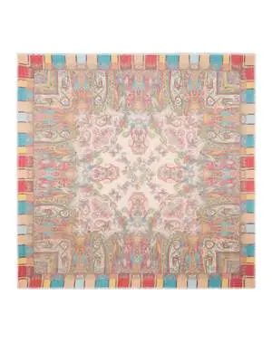 Etro Modal Blend Scarf With Paisley Foliage Pattern - Multicolor