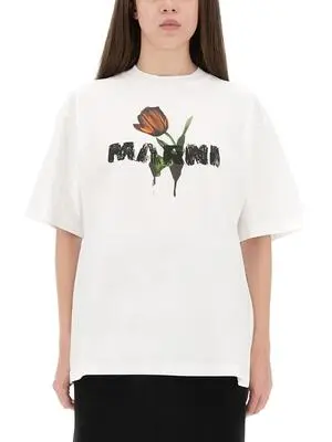 Marni Cotton T-shirt With Tulip Print