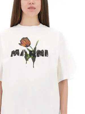 Marni Cotton T-shirt With Tulip Print