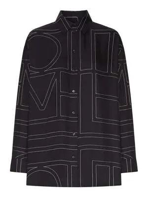 TOTEME Silk Shirt With Monogram Embroidery - Black