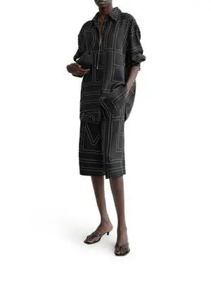 TOTEME Silk Monogram Embroidered Shirt - Black