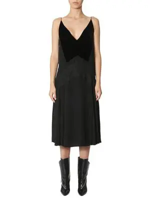 Givenchy Velvet Trimmed V-neck Sleeveless Dress - Black