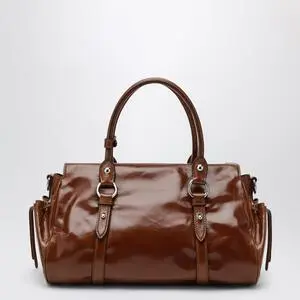 Miu Miu Glossy Leather Top-handle Bag - Brown