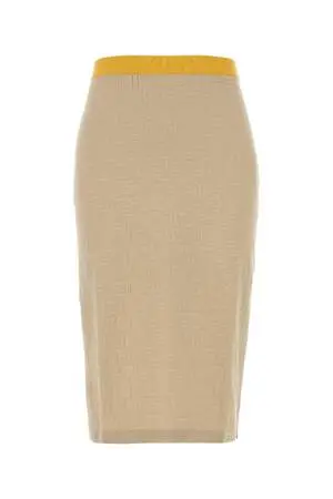 Fendi Sand Stretch Cotton Blend Skirt - Brown