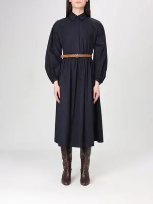 Max Mara Cotton Chemisier Midi Dress - Blue