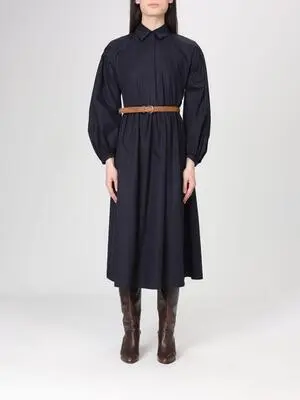 Max Mara Cotton Chemisier Midi Dress - Blue