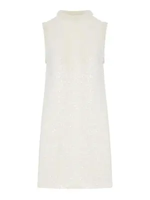 SELF-PORTRAIT Boucle Mini Dress With Beads - Cream