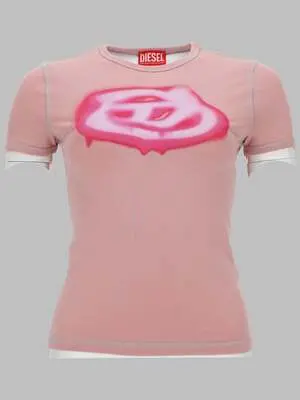 DIESEL® T-shirt Con Logo Effetto Graffiti - Pink
