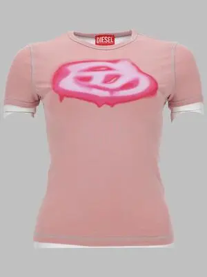DIESEL® Graffiti Effect Logo T-shirt - Pink