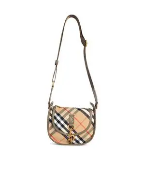 Burberry B Clip' Mini Messenger Bag In Beige Sand Cotton Blend - Cream