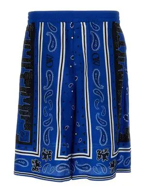 Off-White Blue Bandana Paisley Print Shorts In Viscose - Multicolor