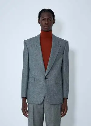 Saint Laurent Prince Of Wales Wool Blazer - Black