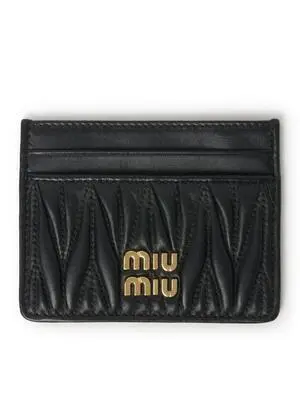 Miu Miu Nappa Matelasse Card Holder - Black