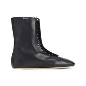 Celine Lambskin Ballet High Lace-up Boots - Black