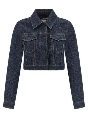 Fendi Ff Denim Bolero Jacket - Blue