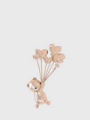 Max Mara Teddy Scarf Brooch In Brass With Rhinestones - Gold