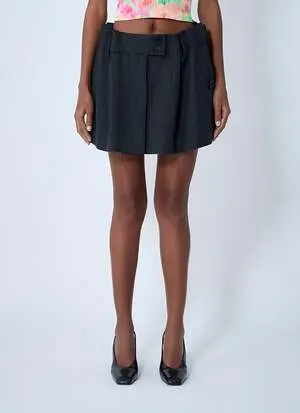 Prada Chevron Wool Mini Skirt - Gray