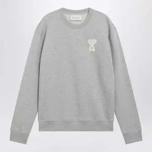 AMI Paris Grey De Coeur Cotton Sweatshirt - Gray