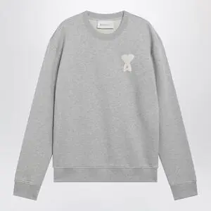 AMI Paris De Coeur Cotton Sweatshirt - Gray