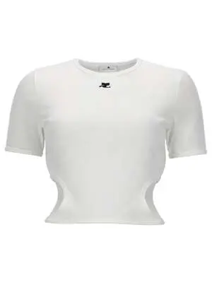 COURREGES T-shirt Cut Out Con Logo - White