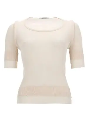 LEMAIRE Trompe L'oeil Viscose And Silk Top - Cream