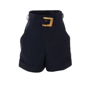 Balmain Shorts In Grain De Poudre With Belt - Black
